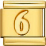 Number 6 Gold Italian Charm – 9mm Gold Link